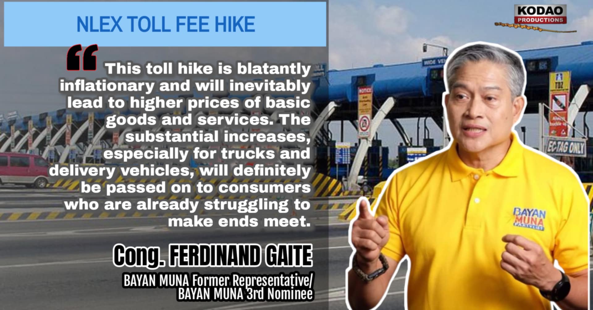 New toll hike is added burden - Kodao Productions