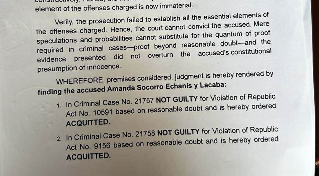 BREAKING: Court acquits Amanda Echanis - Kodao Productions